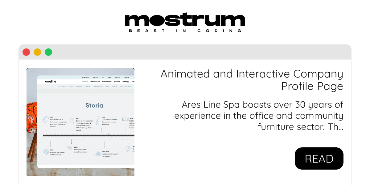 Animated and Interactive Company Profile Page | Mostrum