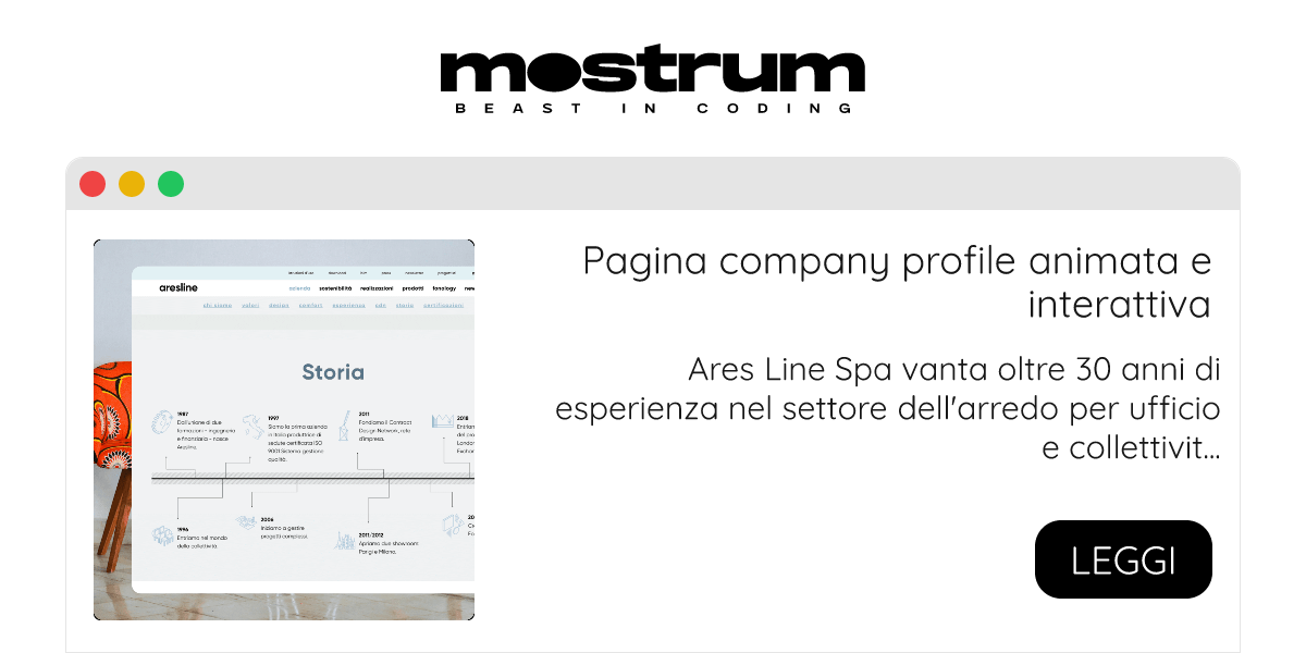 Pagina company profile animata e interattiva | Mostrum